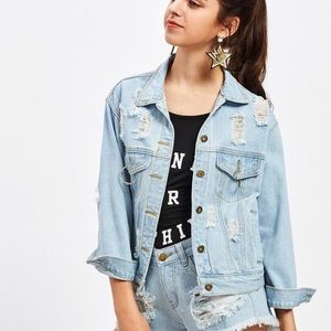 SHEIN | Jackets & Coats | Light Blue Ripped Denim Jacket | Poshmark